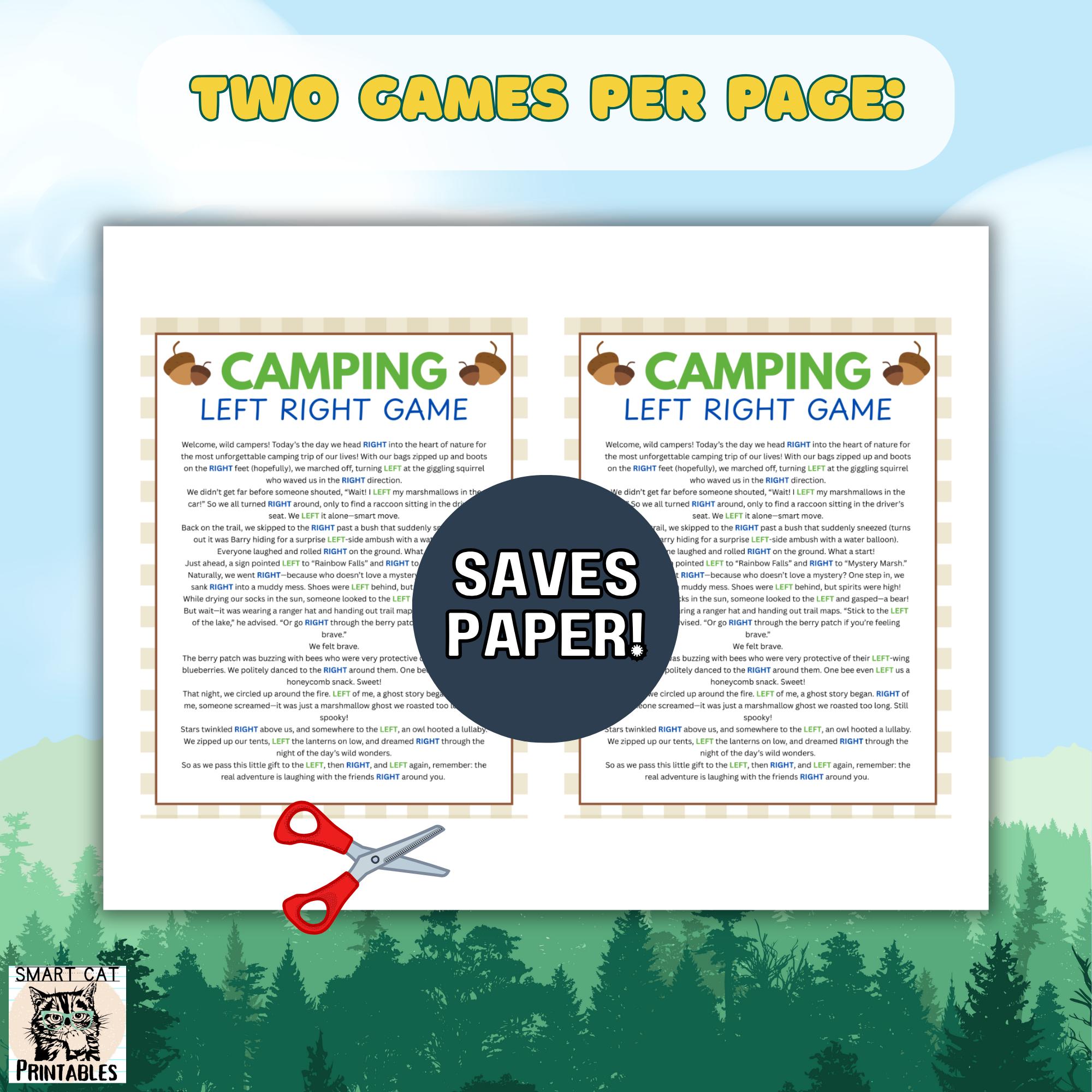 Fun Camping Left Right Game Printable, Pass the Prize, Summer Camp ...