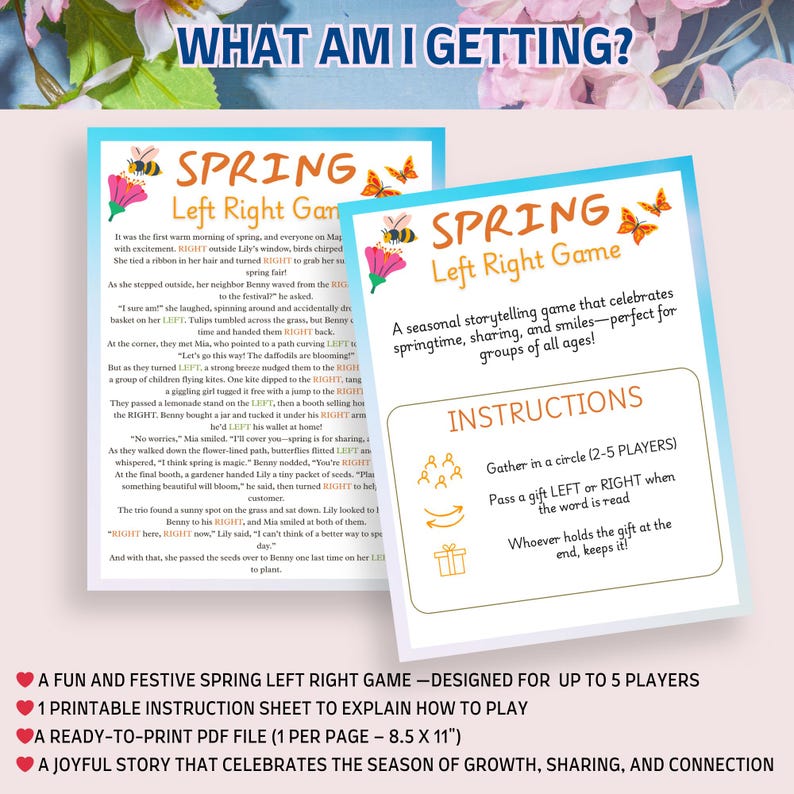 Spring Left Right Game Printable PDF, Spring Party Game for Kids ...