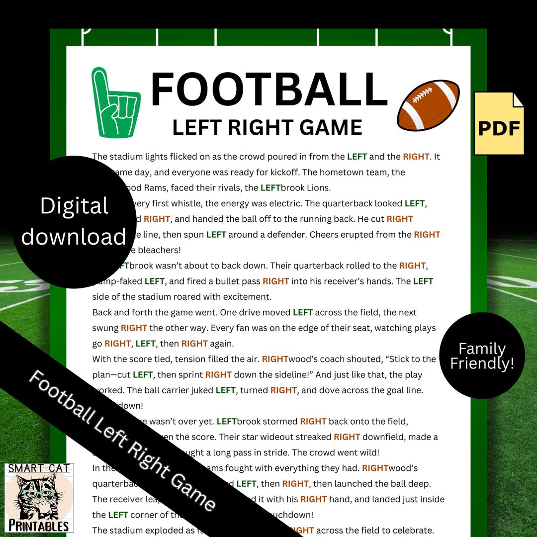 Printable Football Left Right Game, Fun Football Party Game, Tailgate ...