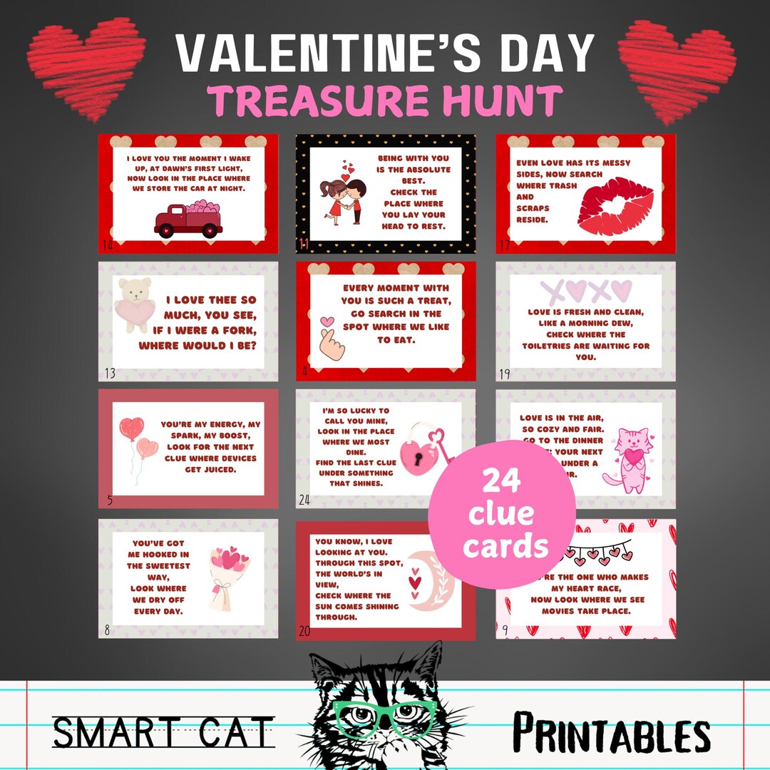 Valentines Day Scavenger Hunt for Family, Kids Valentines Printable ...