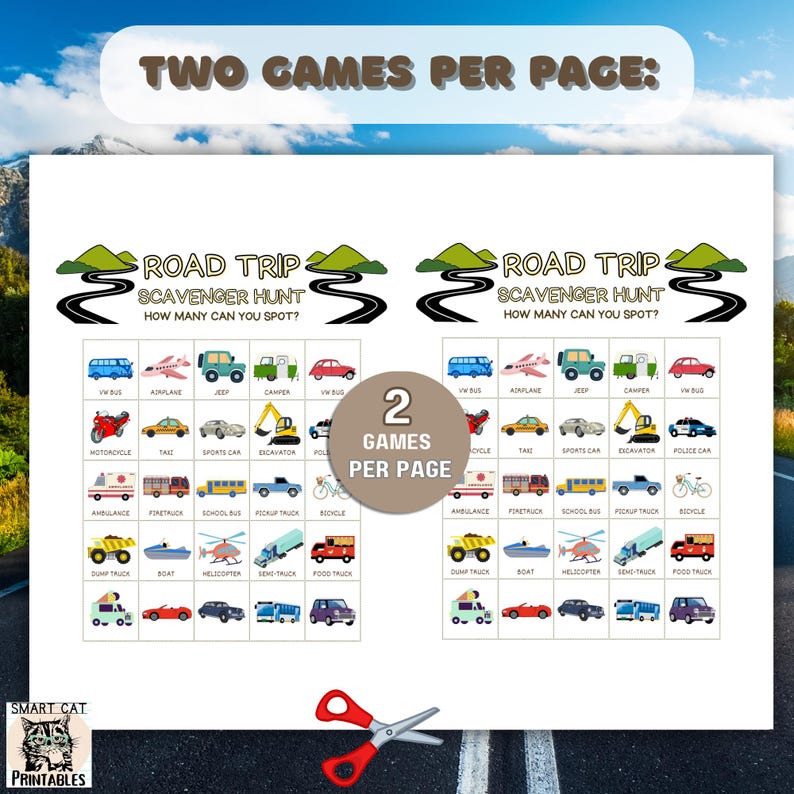 Run Road Trip Scavenger Hunt for Kids, Car Ride Game Printable, Road ...