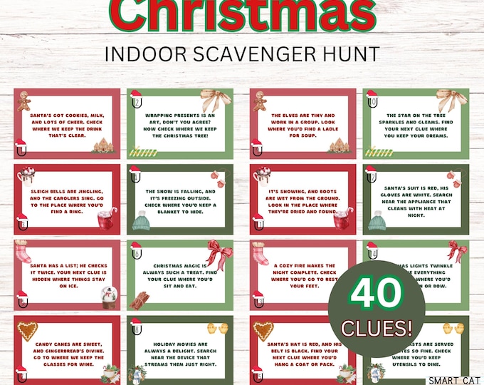 Indoor Printable Christmas Treasure Hunt, Christmas Scavenger Hunt ...