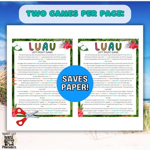 Fun Luau Left Right Game Printable, Pass the Prize Luau Party Story ...