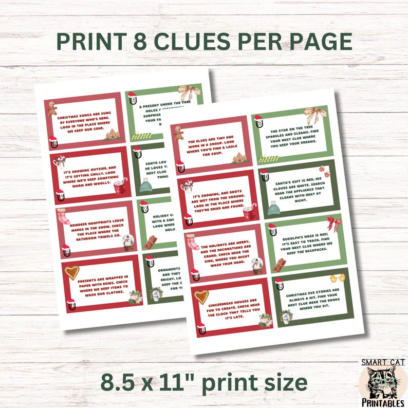 Indoor Printable Christmas Treasure Hunt, Christmas Scavenger Hunt ...