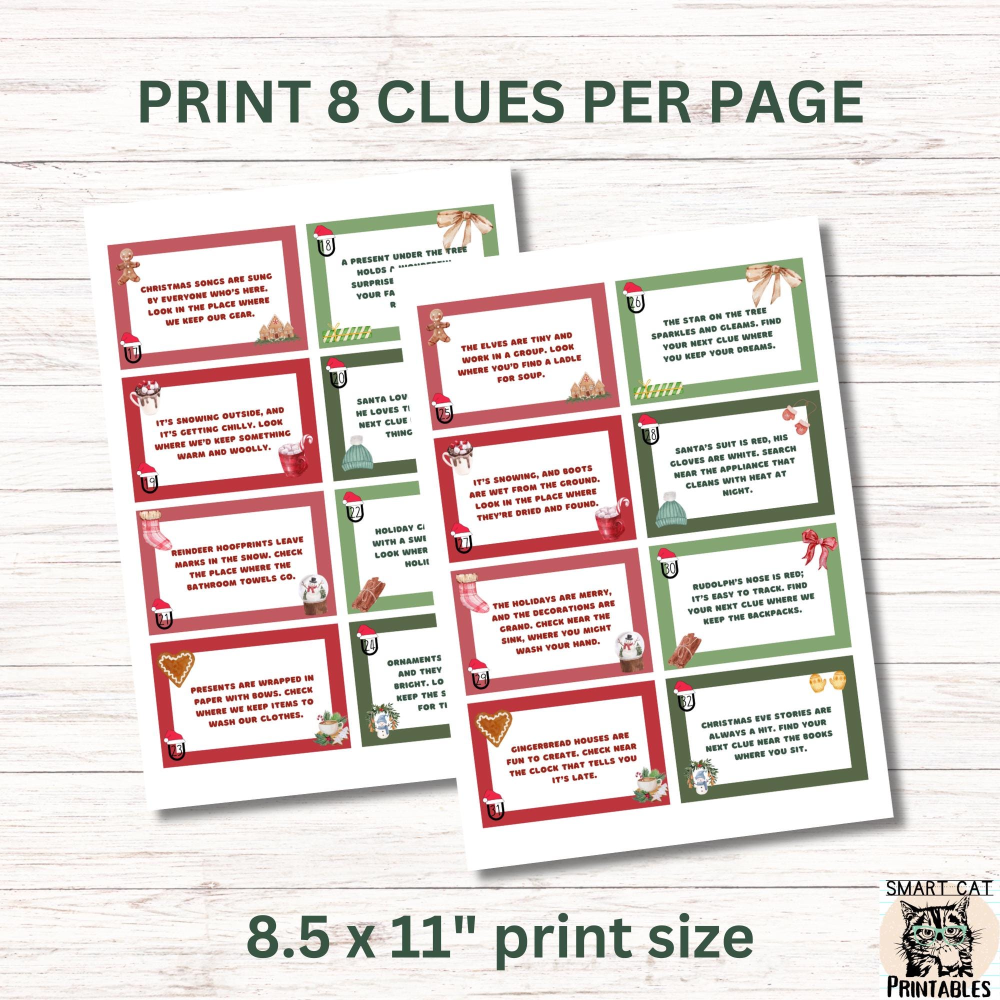 Indoor Printable Christmas Treasure Hunt, Christmas Scavenger Hunt ...