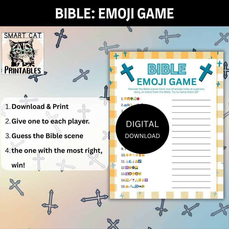 Fun Bible Emoji Guessing Game Printable, Bible Study Games for Kids ...