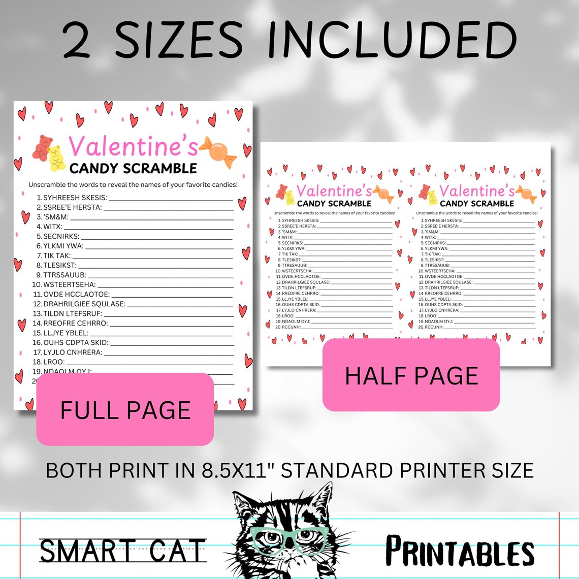 Valentine's Day Candy Word Scramble Game, Fun Kids School Valentine ...