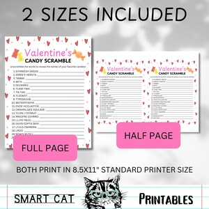 Valentine's Day Candy Word Scramble Game, Fun Kids School Valentine ...