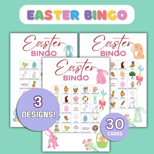 Easter Bingo, 30 PRINTABLE Easter Bingo Cards Game, Activity for Kids ...