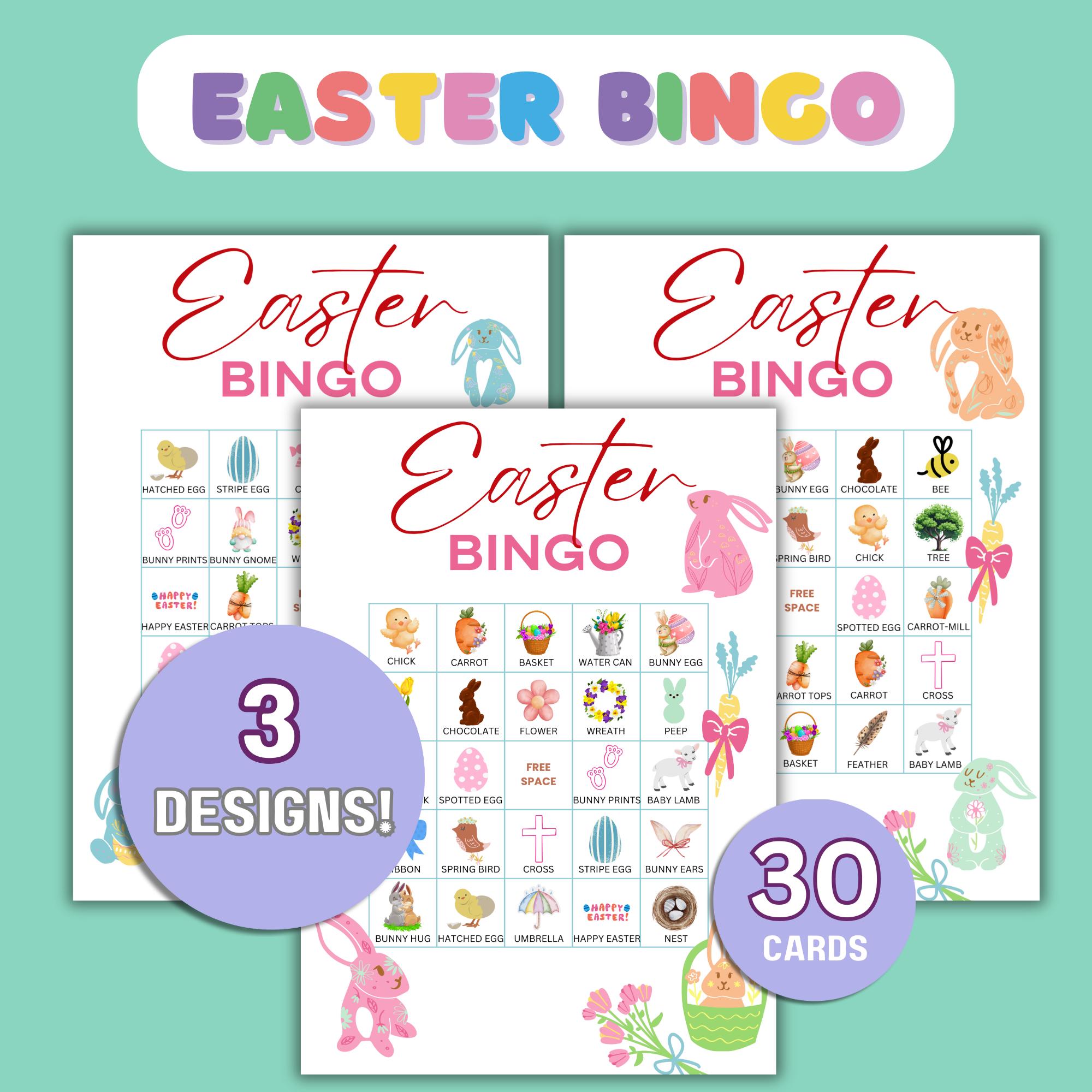Easter Bingo, 30 PRINTABLE Easter Bingo Cards Game, Activity for Kids ...