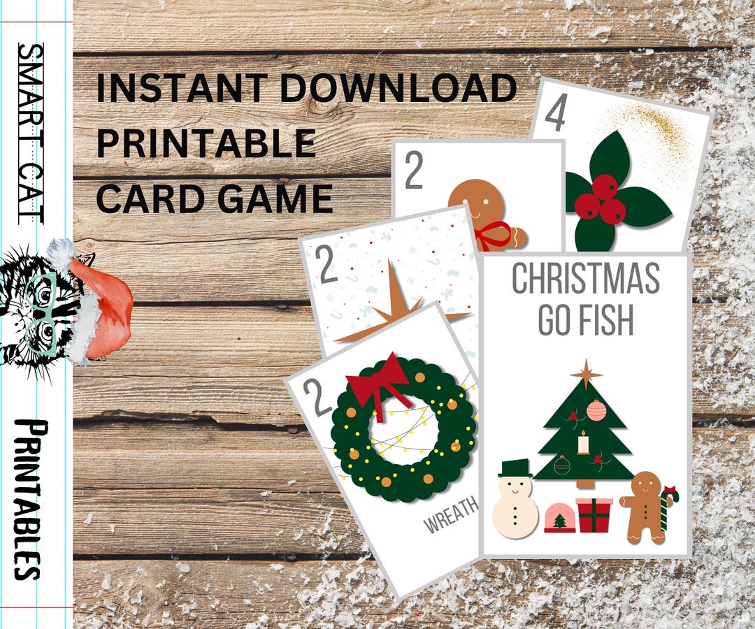 Printable Christmas Games for the Family, Christmas Go Fish, Digital ...