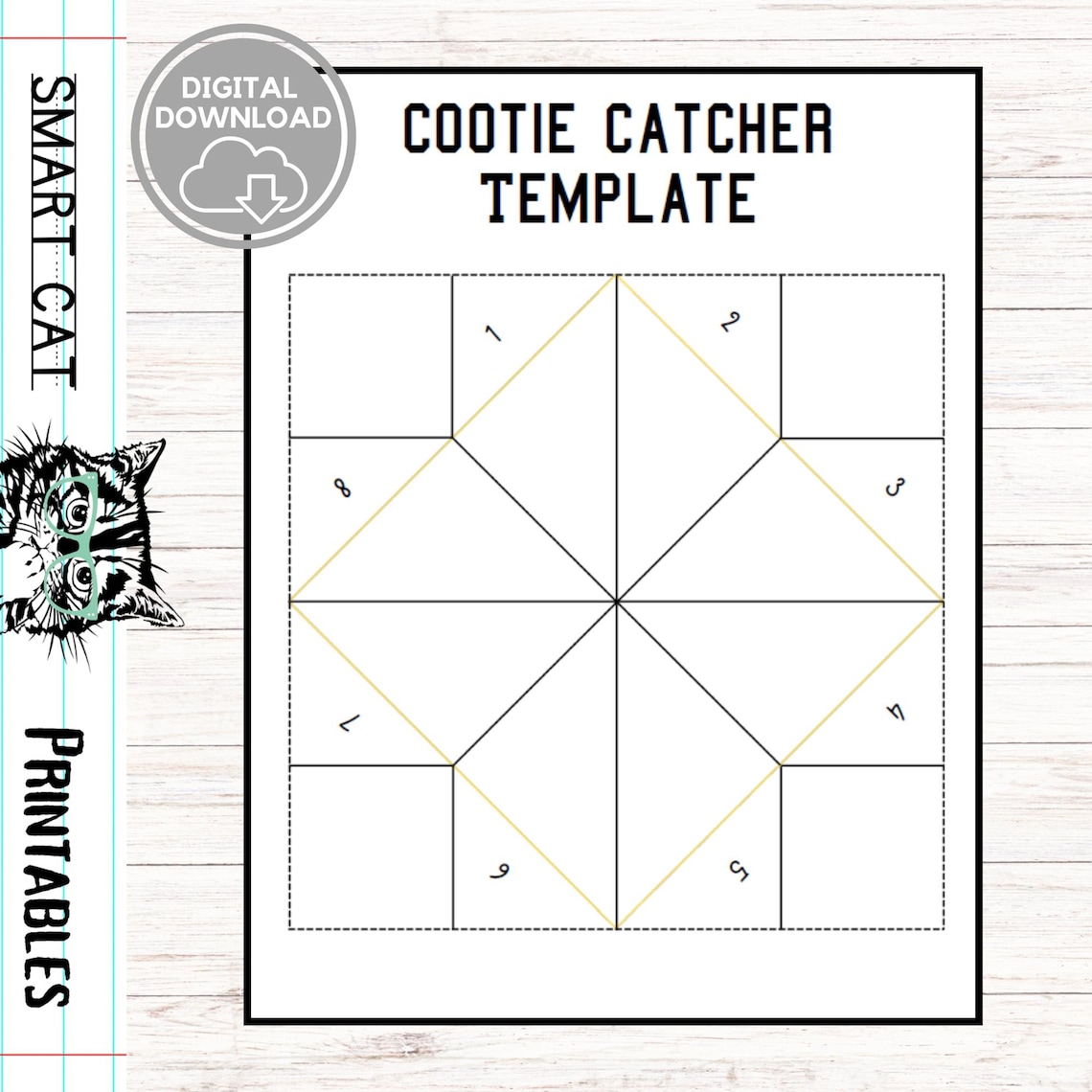 Blank Cootie Catcher Template, Printable Cootie Catcher, Printable Joke ...