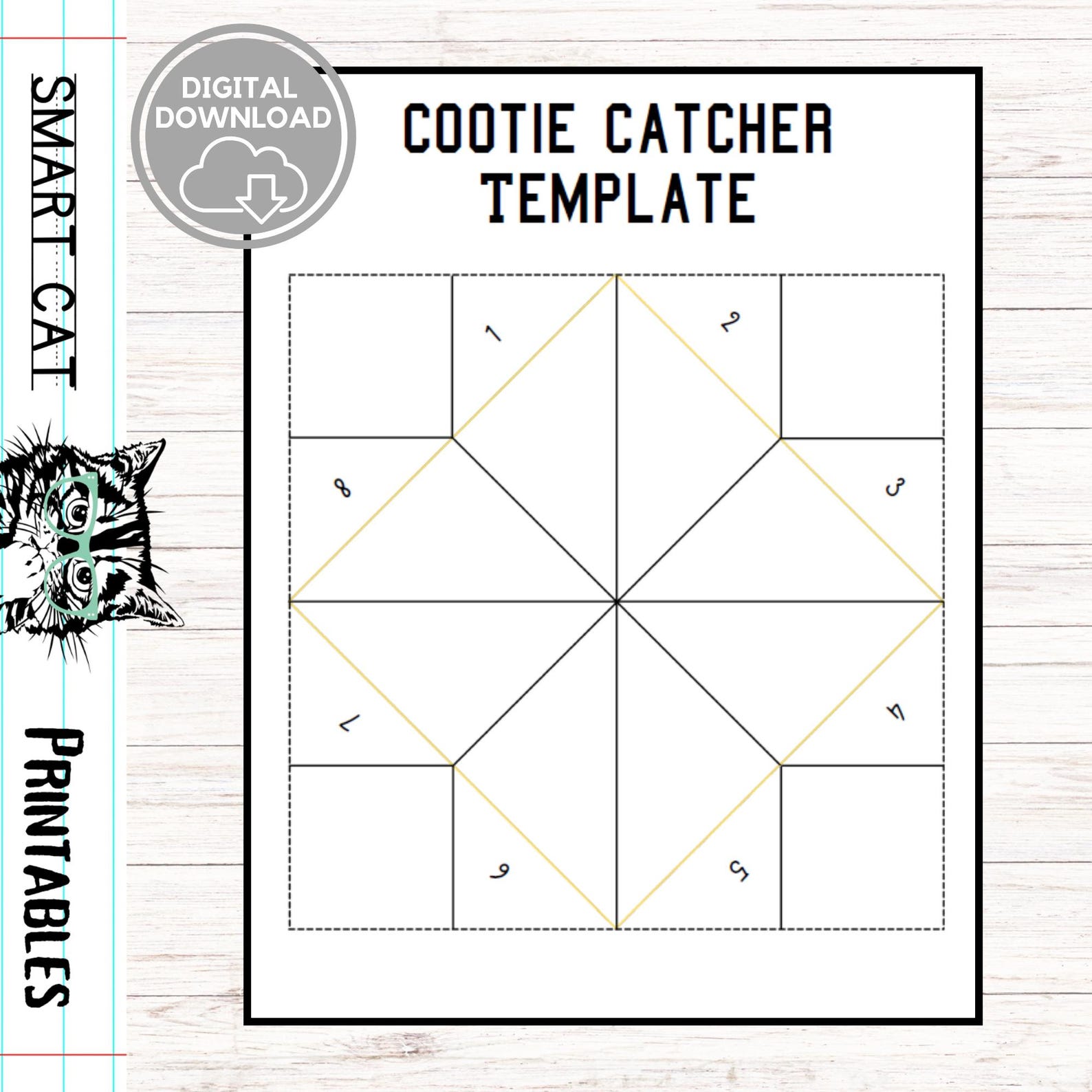 Blank Cootie Catcher Template, Printable Cootie Catcher, Printable Joke ...