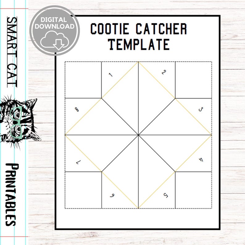 Blank Cootie Catcher Template, Printable Cootie Catcher, Printable Joke ...