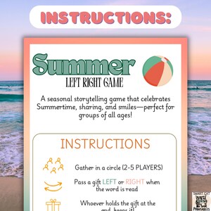 Fun Summer Left Right Game, Family Summer Left Right Poem Gift Exchange ...