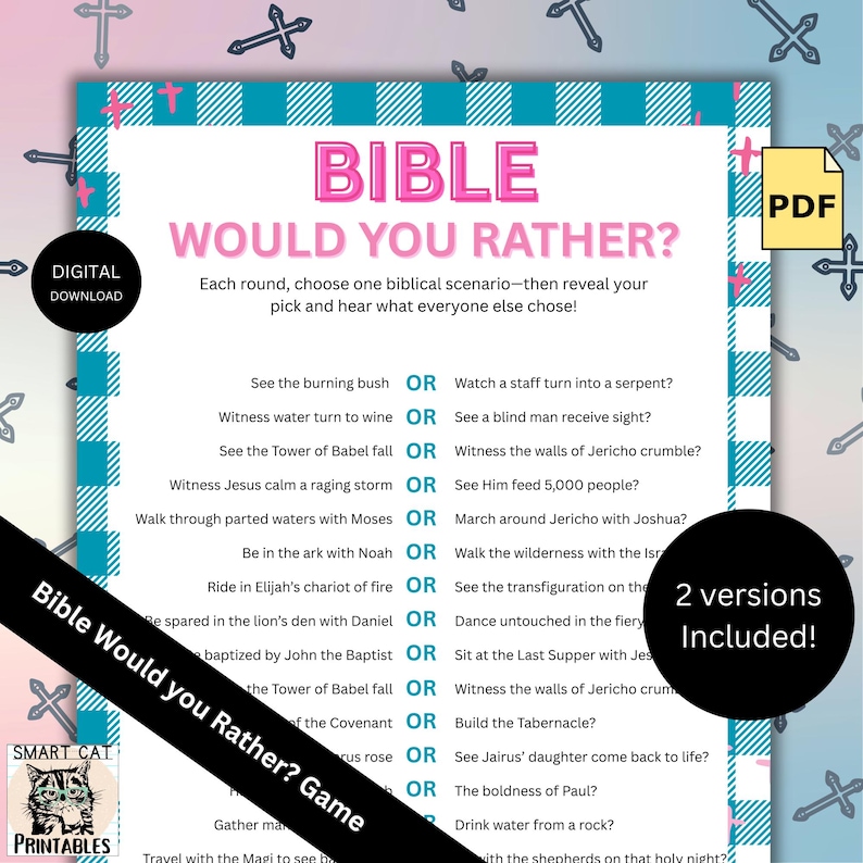 Bible Would You Rather Game Printable Fun for Kids & Adults, Sunday ...