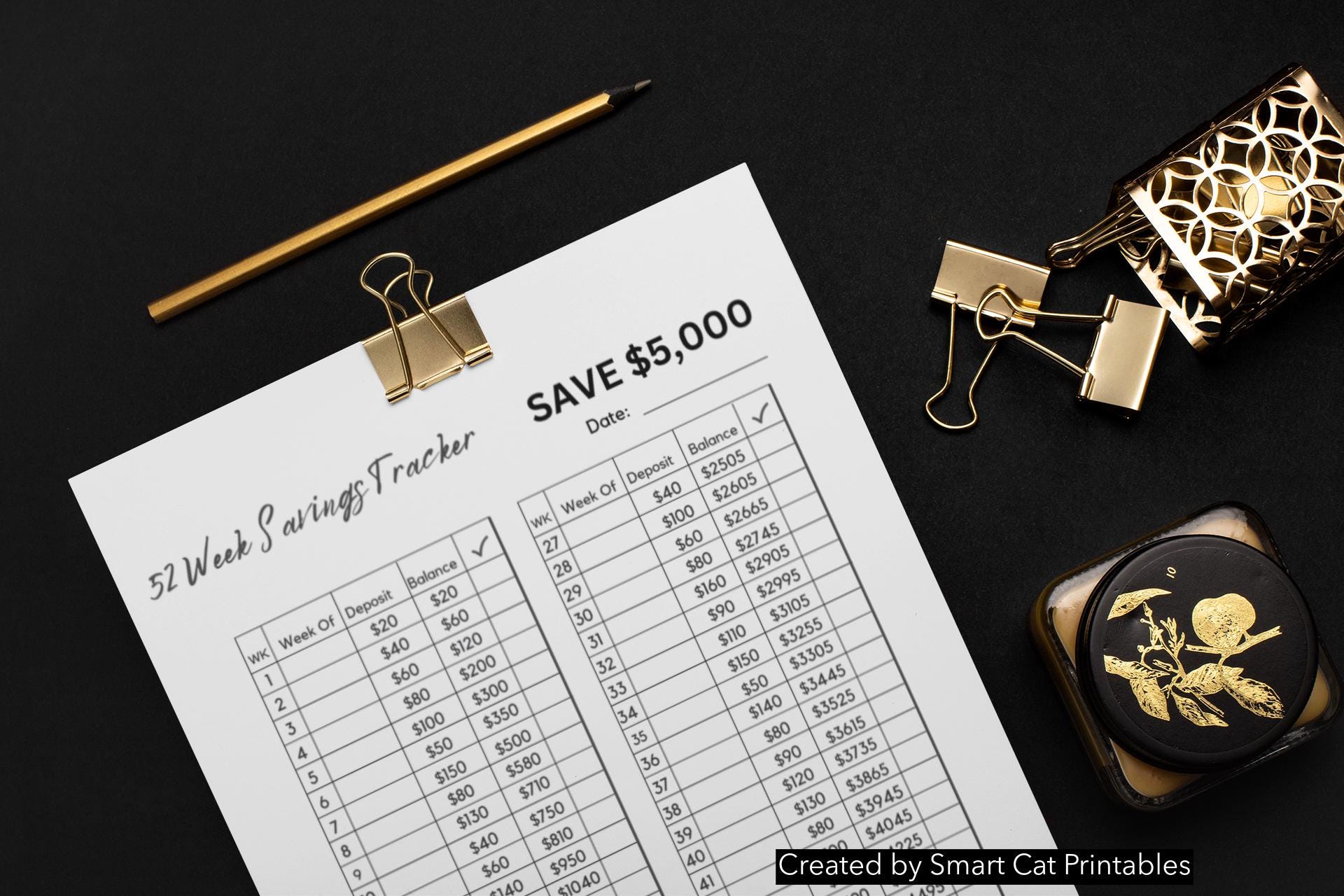 52 Week Savings Challenge, 5000 Savings Challenge Tracker, Money ...