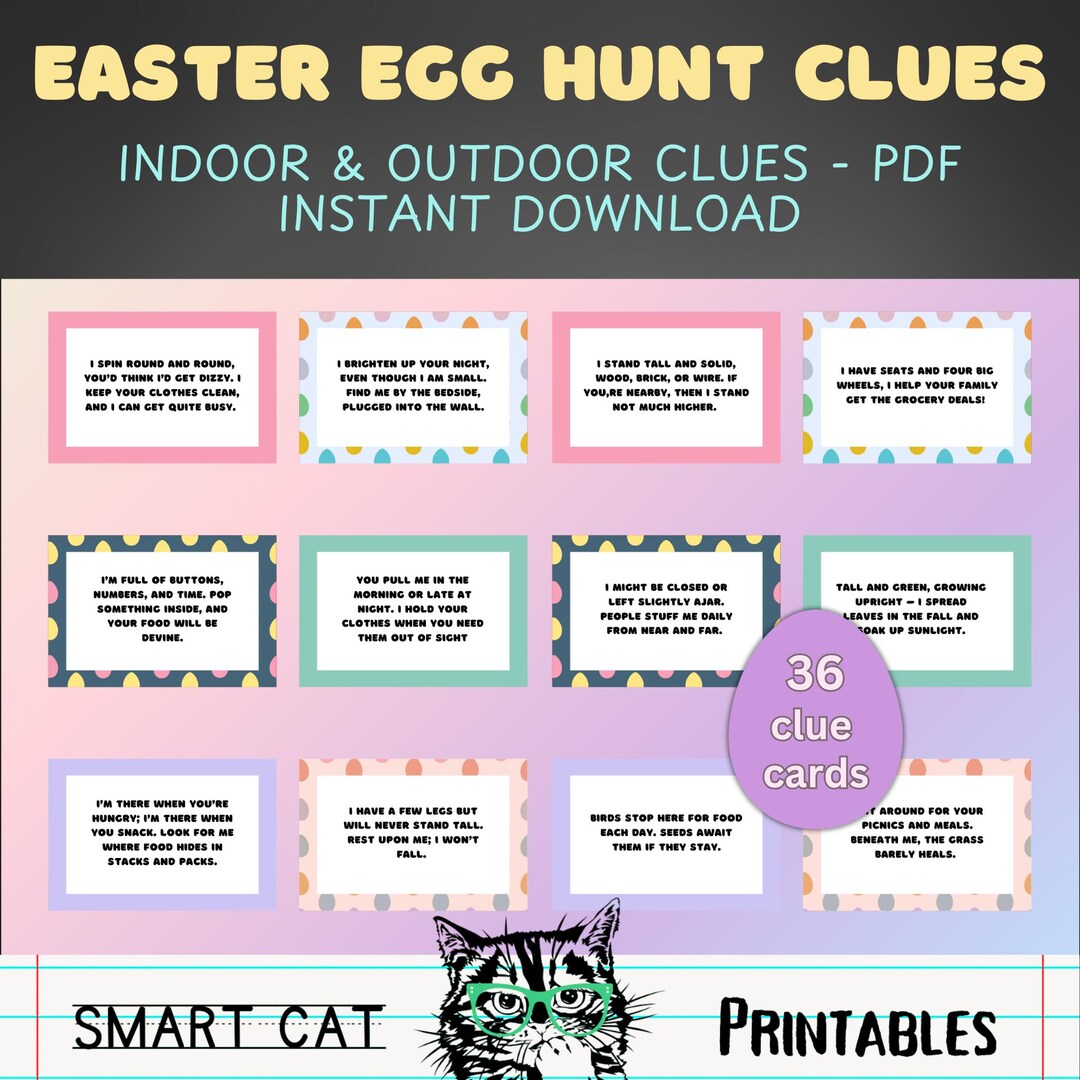 Easter Scavenger Hunt for Kids, PDF Printable Indoor Outdoor Easter ...