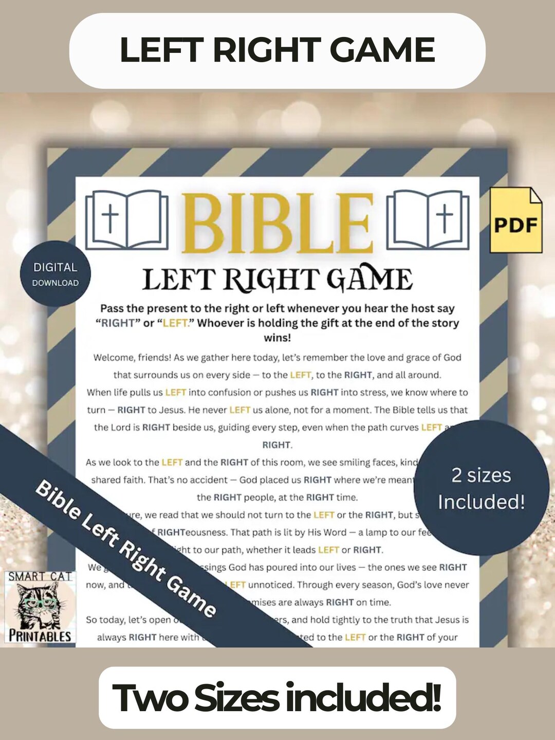 Fun Bible Left Right Game for Church Printable, Sunday School Bible ...