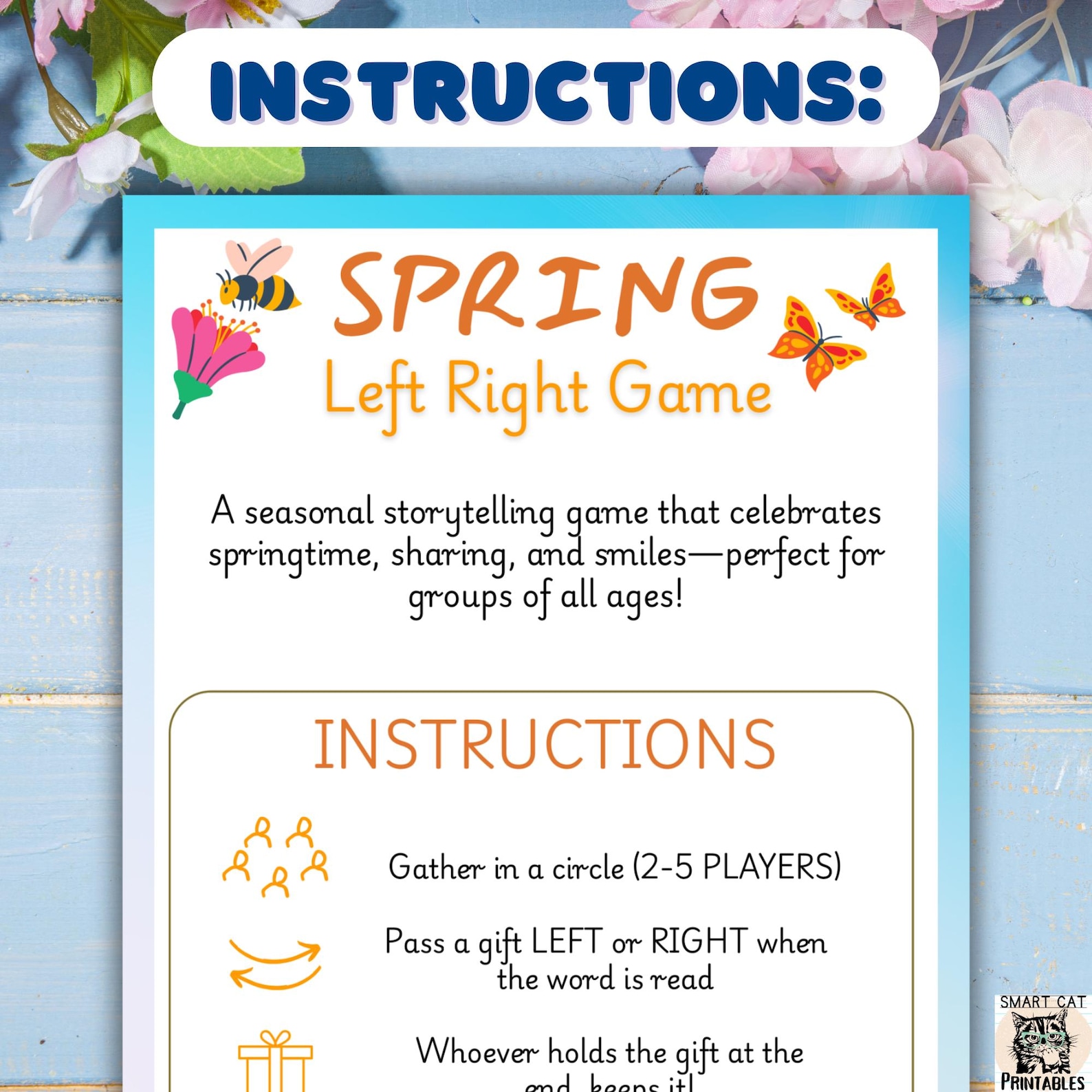 Spring Left Right Game Printable PDF, Spring Party Game for Kids ...