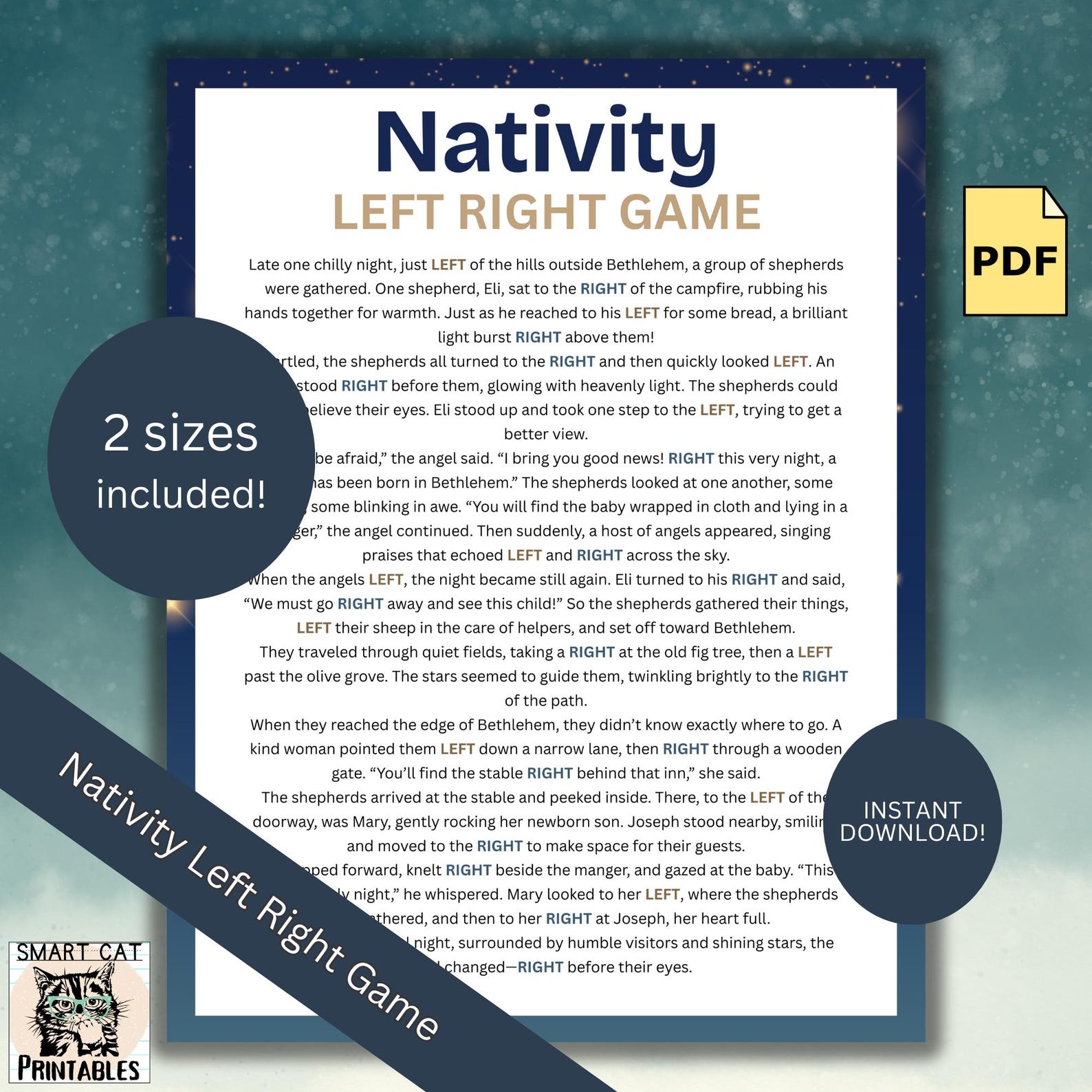 Fun Nativity Christmas Left Right Game, Printable Christmas Party Game ...