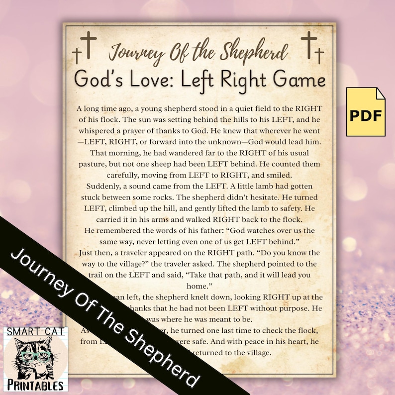 Rustic Gods Love Left Right Game PDF, 2-5 Player Sunday School Bible ...