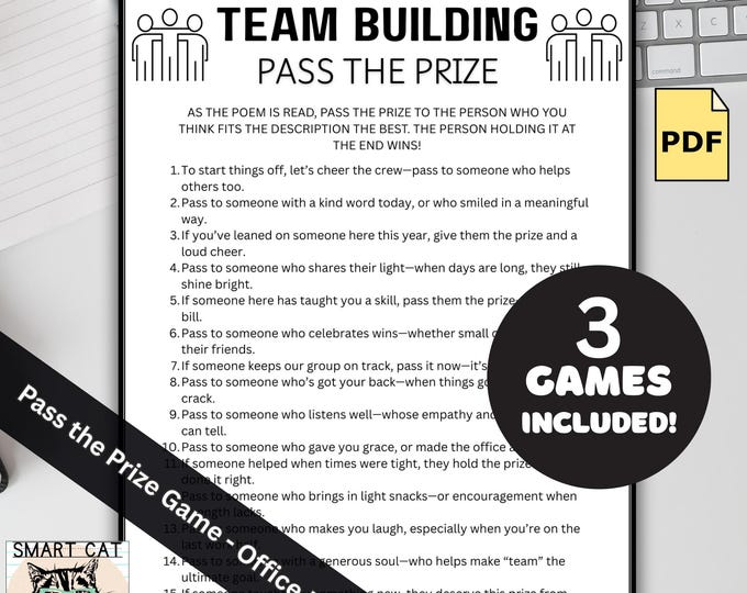Printable Office Team Building Activity | Pass the Prize Game for Team ...