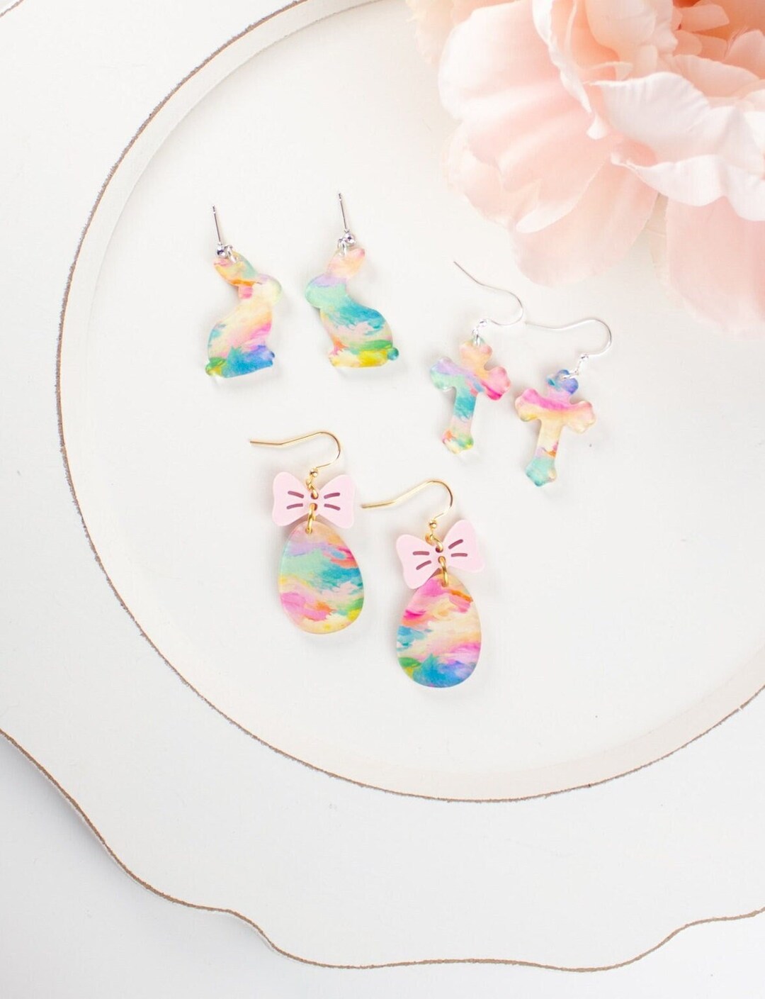 Easter Pastel Earrings, Easter Earrings, Bunny Earrings, Easter Egg ...