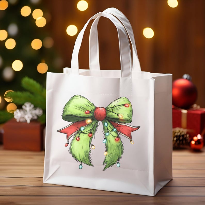 Christmas Grinch Bows Clip Art – Coquette Ribbon PNG (digital Download ...