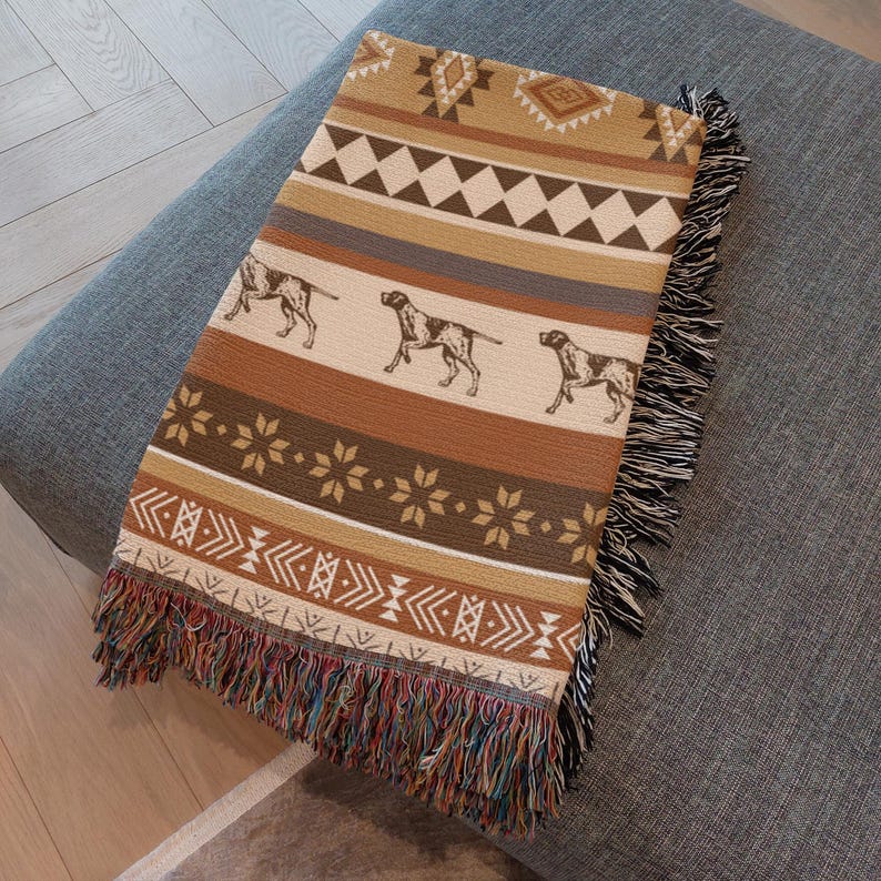 German Shorthaired Pointer Aztec Throw Blanket - Rustic Blanket - Throw ...