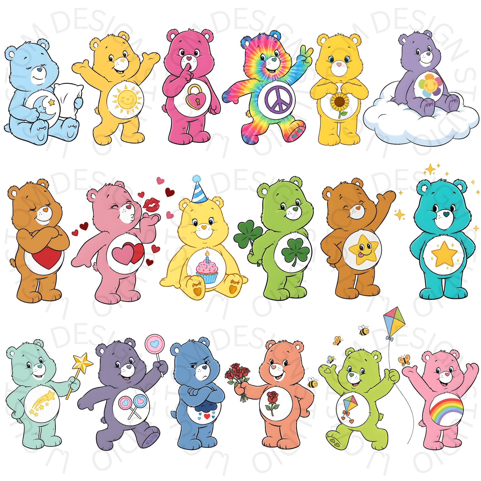 Care Bear Inspired Clipart Bundle | PNG | Transparent Background ...