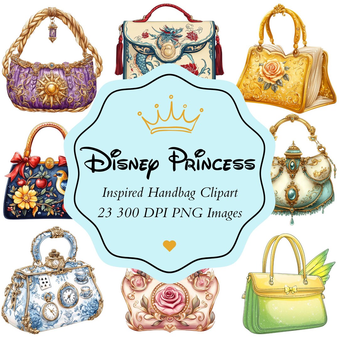 Disney Princess Purse Clipart Bundle- PNG Clipart Bundle - Disney ...