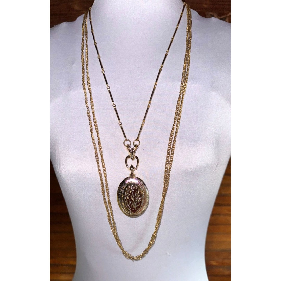 Vintage Pakula Long Multi Strand Gold Tone Necklace Pendant - Etsy