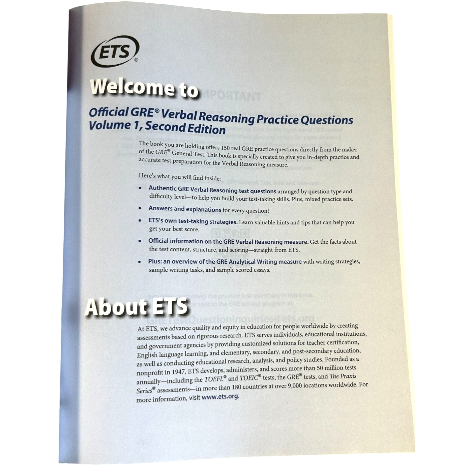 Official GRE Verbal Reasoning Book Practice Questions - Etsy