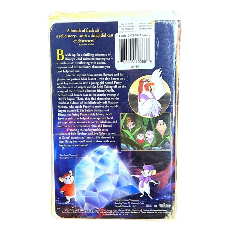 Disney Masterpiece THE RESCUERS Special Reissue VHS Clamshell Sealed - Etsy