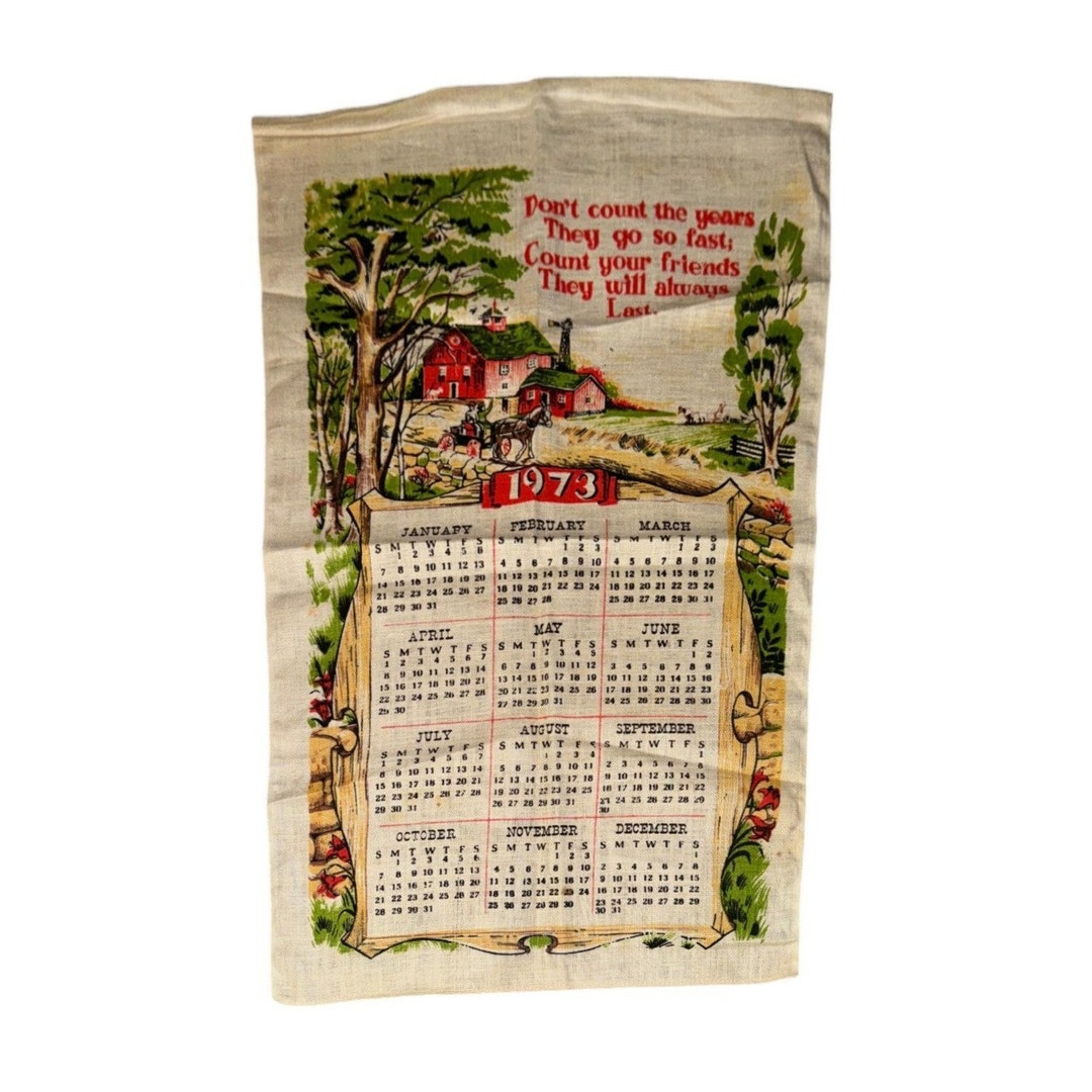 Vintage 1973 Cloth Wall Hanging Calendar Farm Theme - Etsy