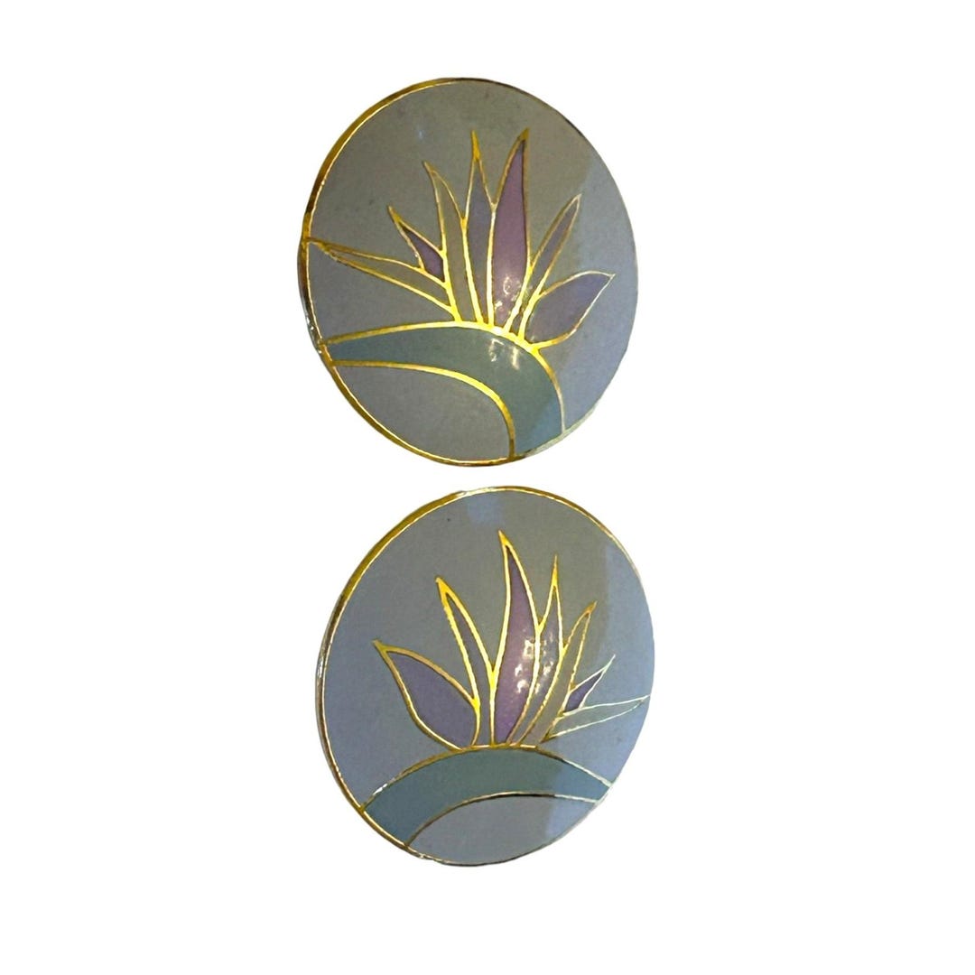 Laurel Burch Bird of Paradise Round Enamel Earrings With Gold-tone ...