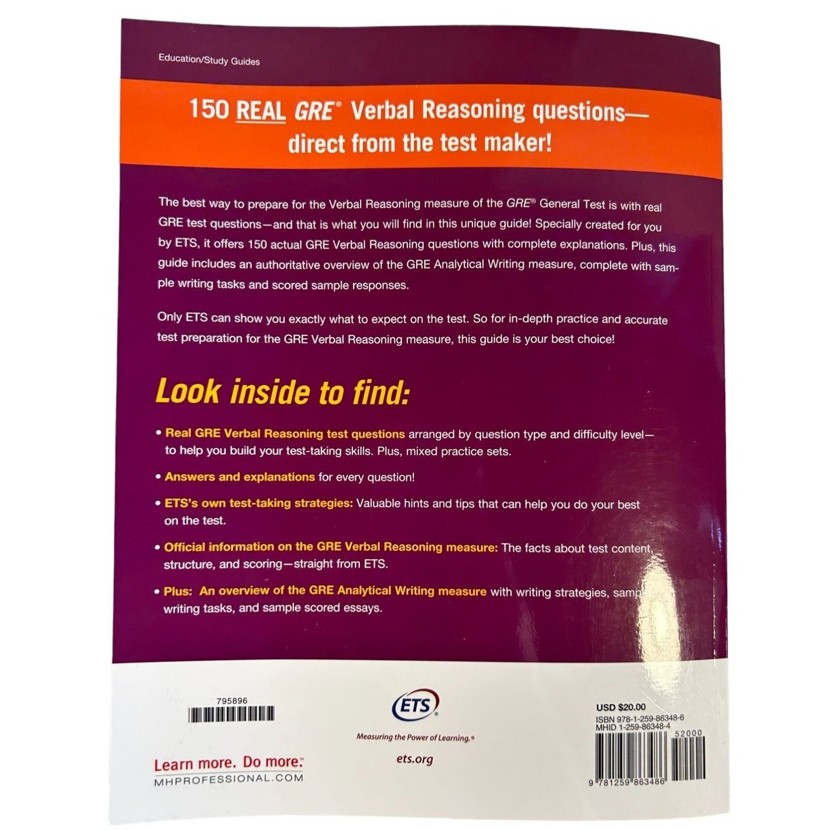 Official GRE Verbal Reasoning Book Practice Questions - Etsy