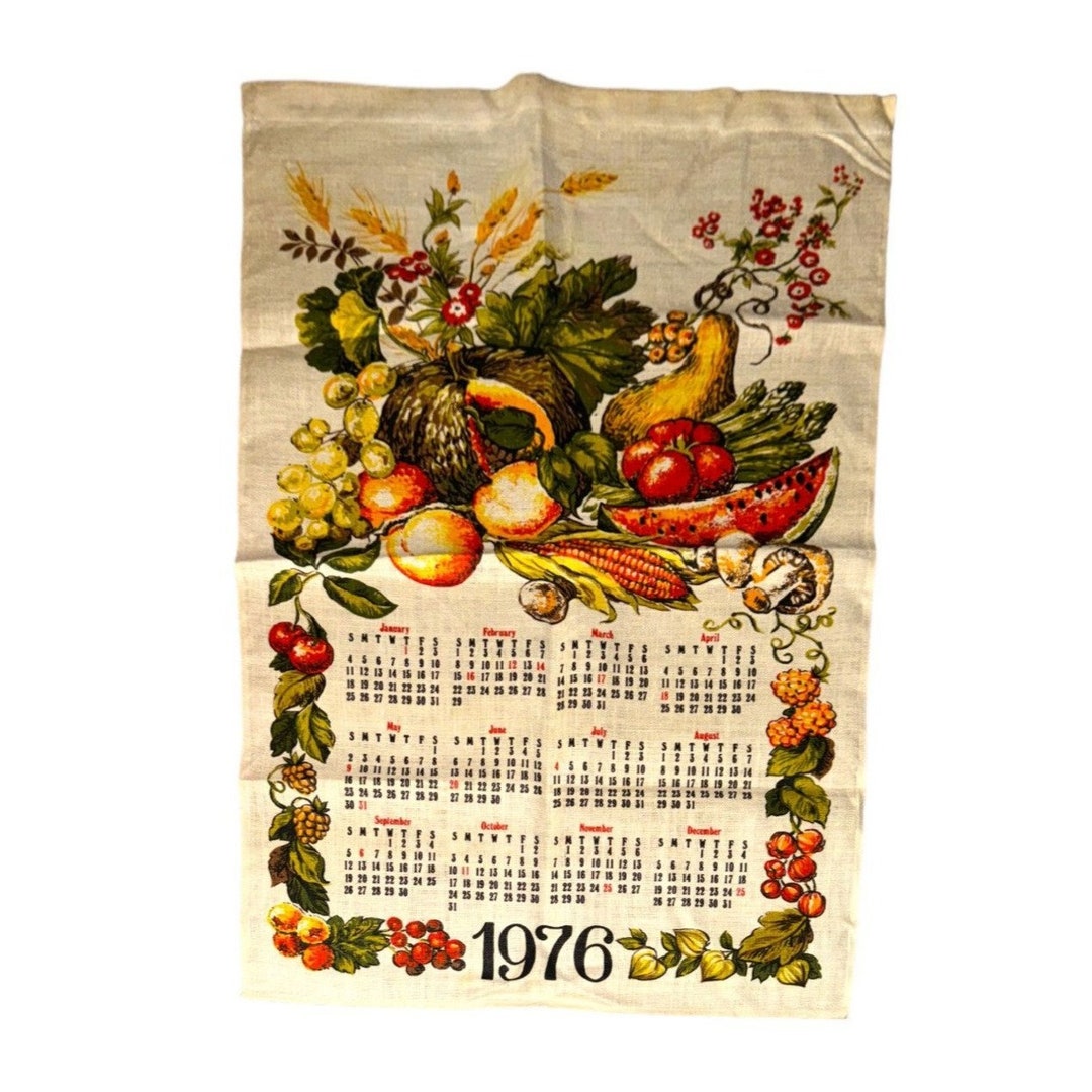 Vintage 1976 Cloth Wall Hanging Calendar Fruit and Vegetables Theme - Etsy