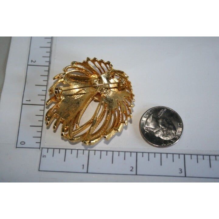 Vintage 1970's Textured Brushed Gold Tone Brooch Pin Costume Estate ...