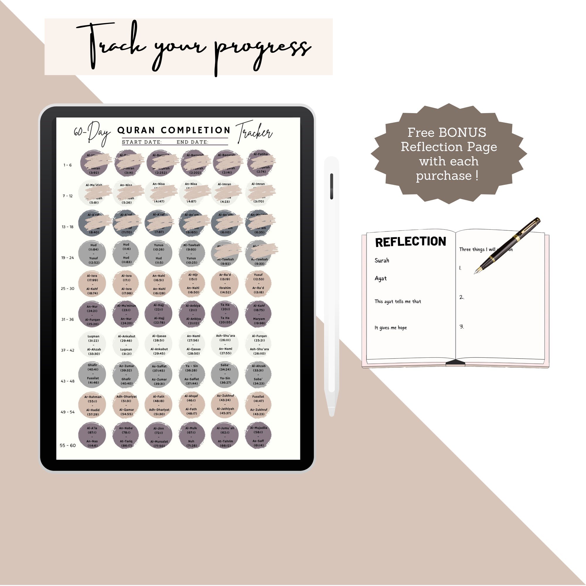 60 Day Quran Planner to Read Quran | Digital Hifdh Planner | 30 Day ...