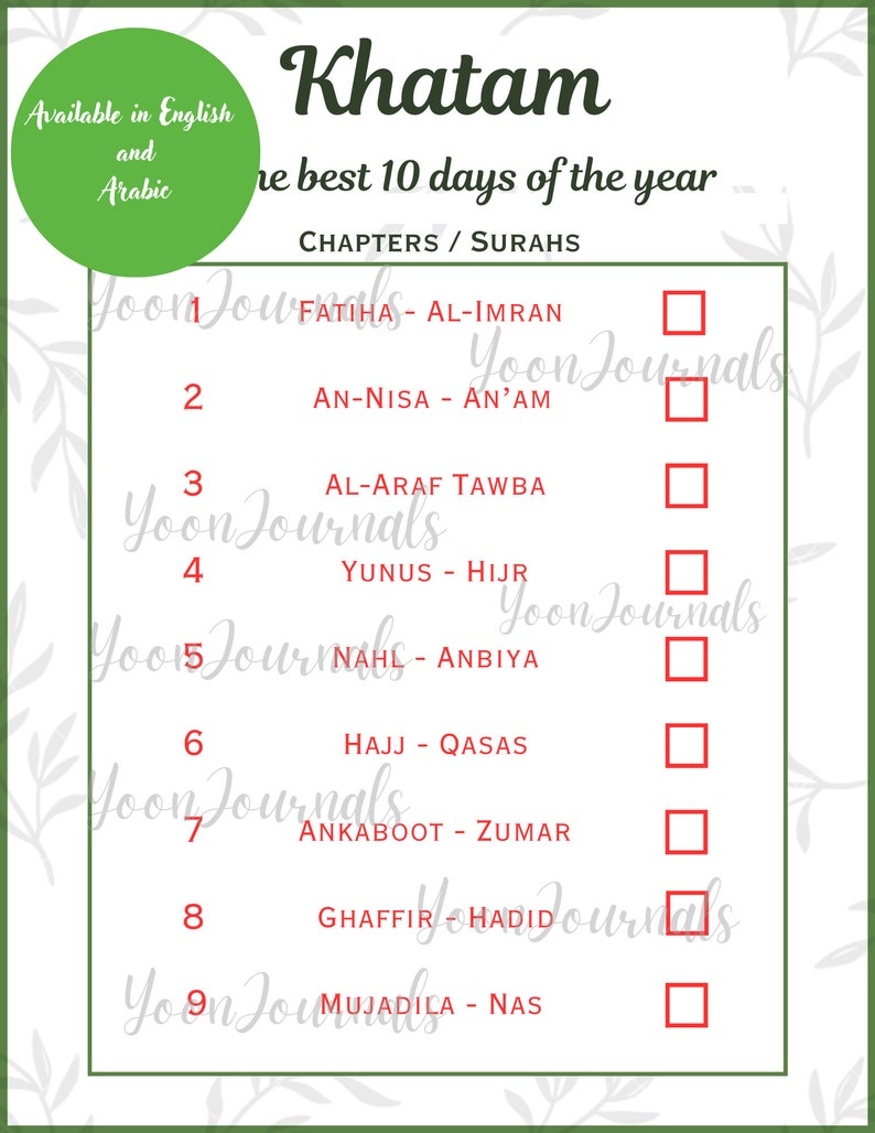 10 - Day Khatam | Dhul Hijjah | Day of Arafat | Hajj Planner | Quran ...