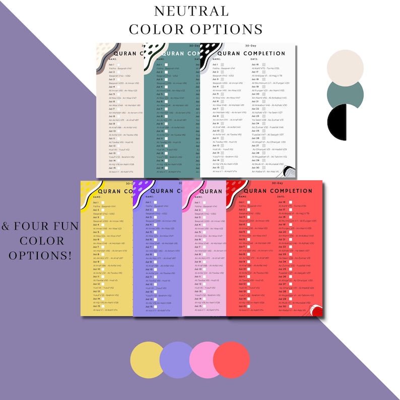 30 Day Planner to Read the Quran | Digital Khatam for Students | Quran ...