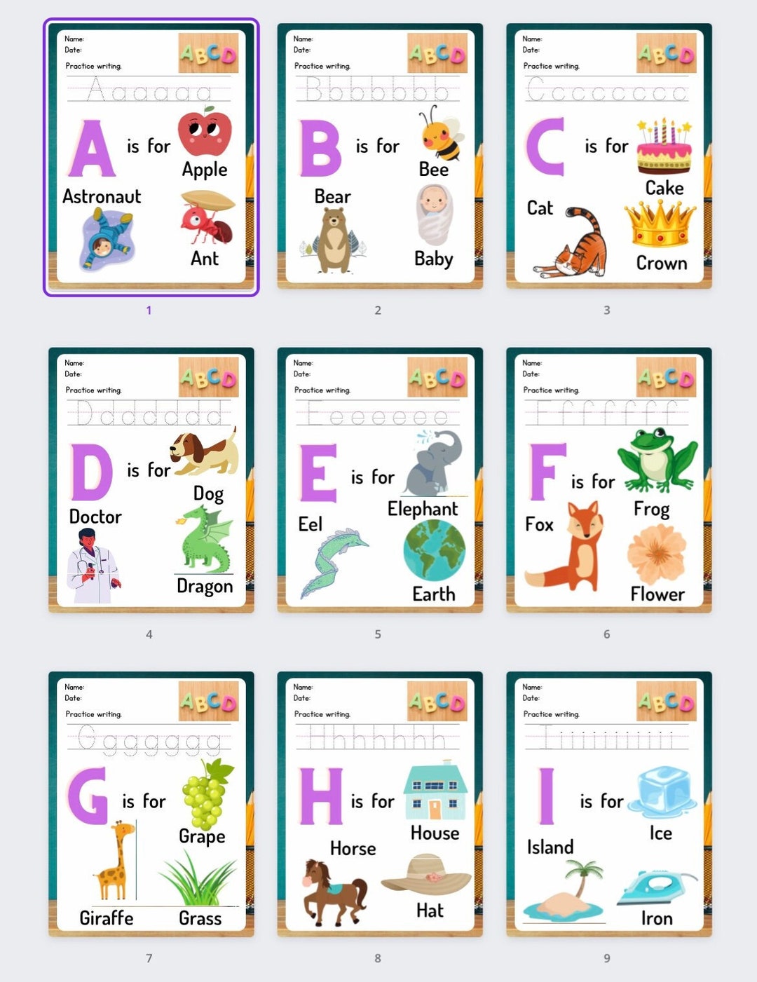 Alphabet and Writing Pre-k Worksheet Instant Download Printable - Etsy