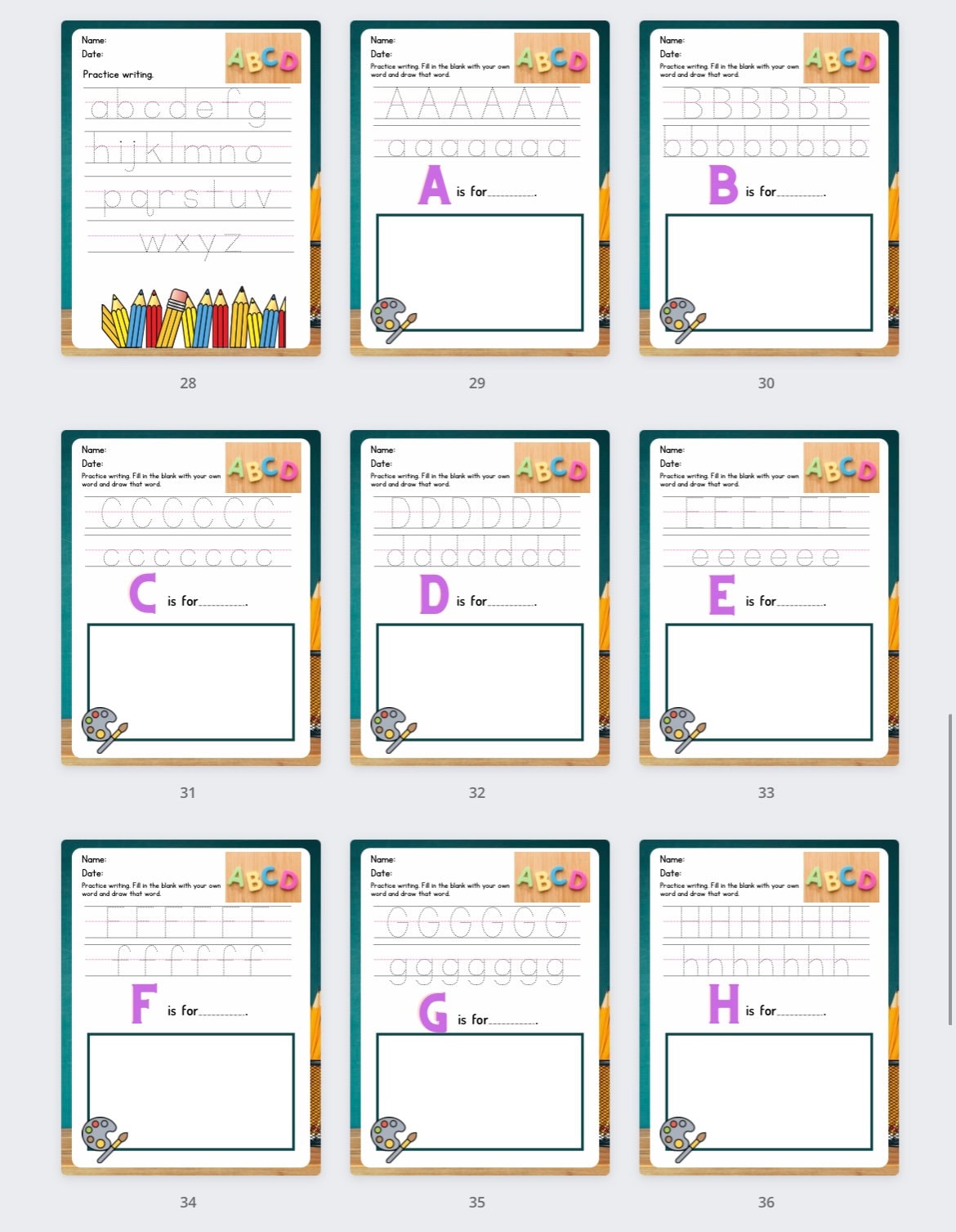 Alphabet and Writing Pre-k Worksheet Instant Download Printable - Etsy