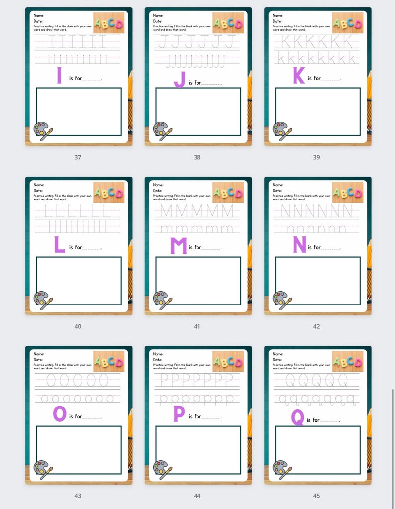 Alphabet and Writing Pre-k Worksheet Instant Download Printable - Etsy