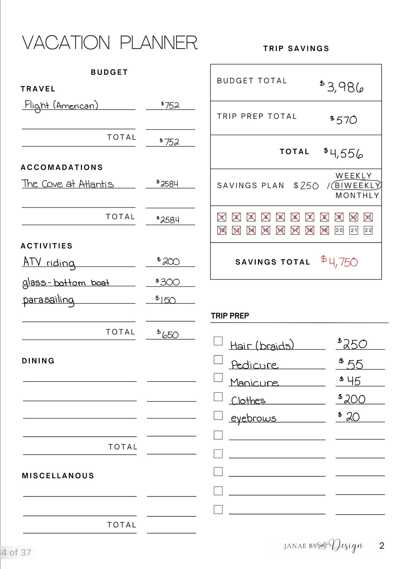Printable Vacation Planner Bundle (includes Outfit Planner Pages) - Etsy