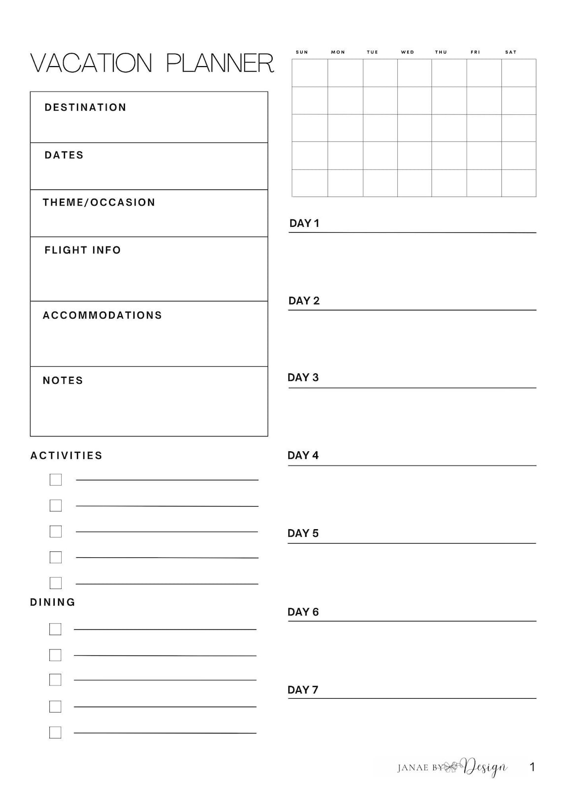 Printable Vacation Planner Bundle (includes Outfit Planner Pages) - Etsy