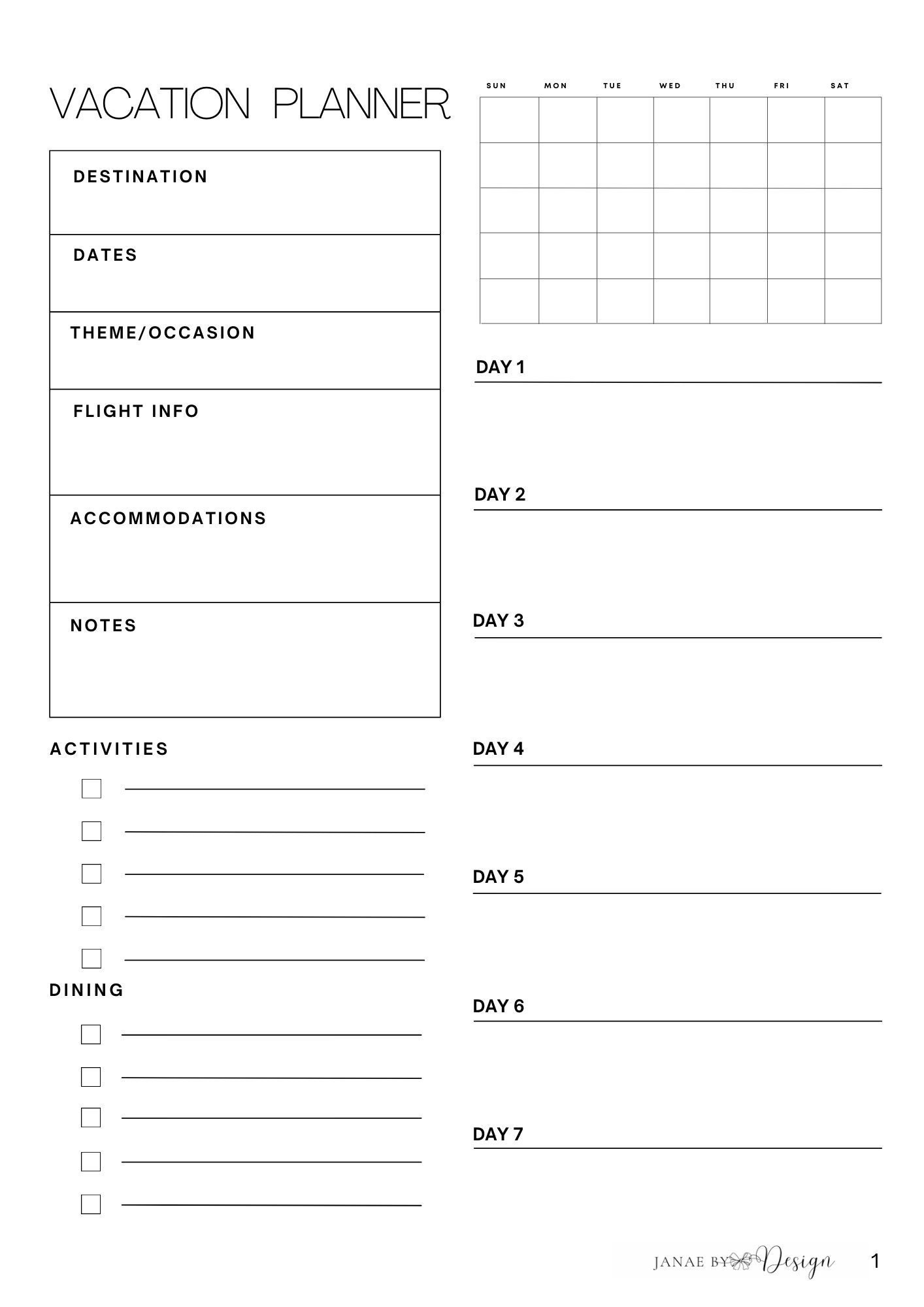 Printable Vacation Planner Bundle (includes Outfit Planner Pages) - Etsy