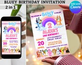 Pink Bluey Birthday Invitation Digital Download Bluey Digital - Etsy